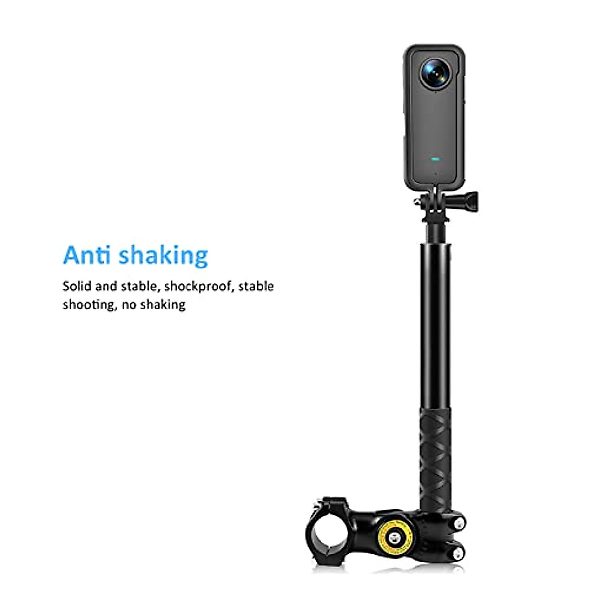 Motorcycle Invisible Selfie Stick, Bike Selfie Stick Handlebar Mount Camera Bracket, Action Camera Bracket Adapter Clamp Holder, Adjustable Length, for GoPro Hero 11/10/9/8 for Ins