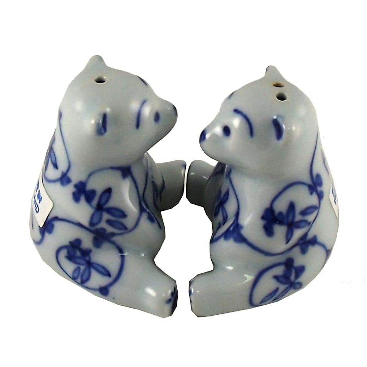 Porcelain Teddy Bears Salt and Pepper Shakers Blue and White