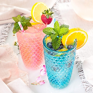 BELLAFORTE Shatterproof Tritan Plastic Tall Tumbler, Set of 4, 19oz - Laguna Beach Drinking Glasses - Unbreakable Tritan Drinking Glasses for Parties - BPA Free - Blue