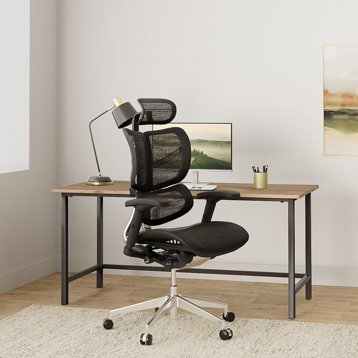 X-Chair XG-Wing Management Task Chair, Black K-Sport Mesh Fabric with Headrest - Ergonomic Office Seat/Split-Back Design/Dynamic Variable Lumbar Support/Floating Recline/Perfect for Long Work Days