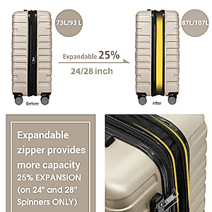 LARVENDER Luggage 5 Piece Sets, Expandable Luggage Sets Clearance, Suitcases with Spinner Wheels, Hard Shell Luggage Carry on Luggage Set with TSA Lock (White)