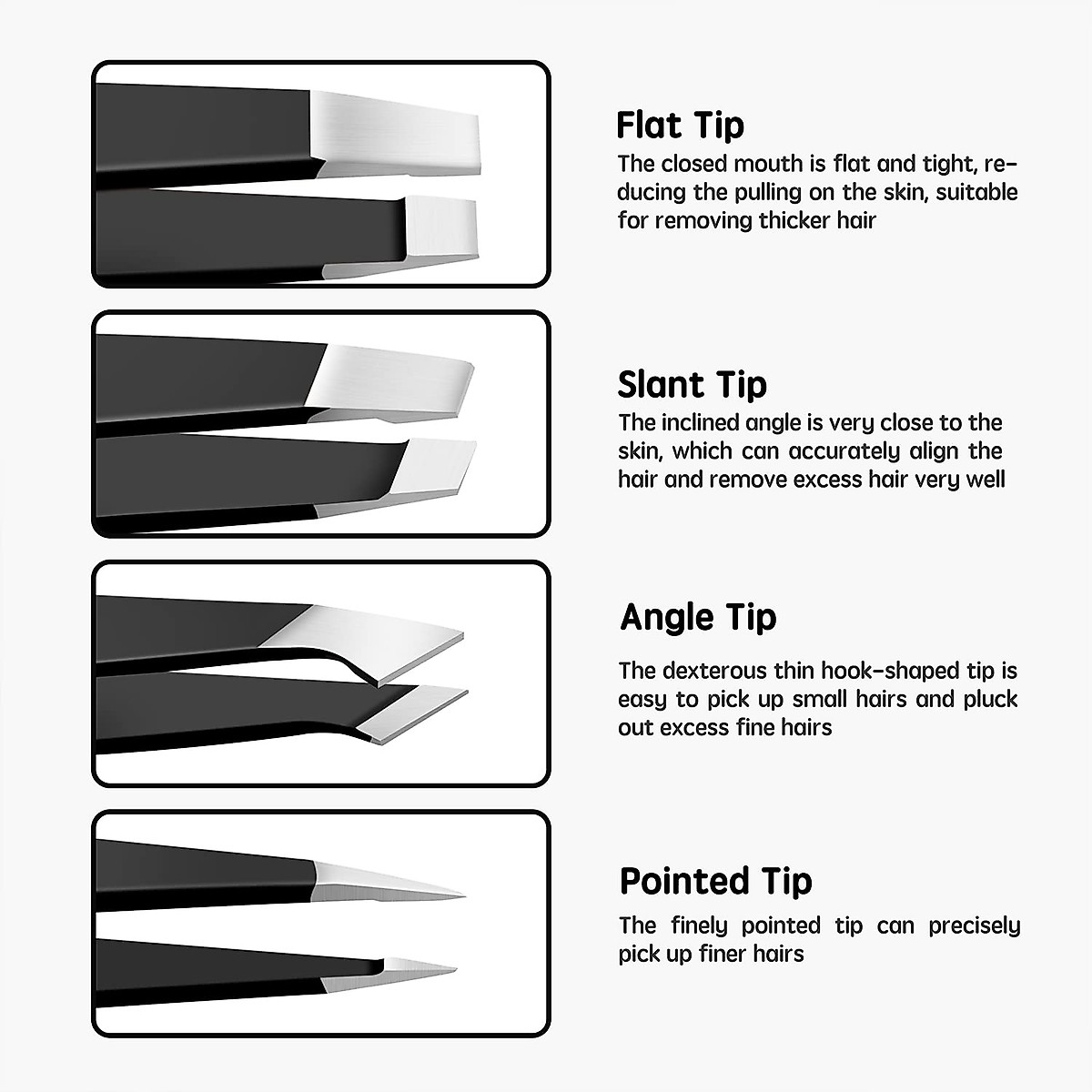 Tweezers Set for Women and Men, Professional Precision Tweezers for Eyebrows, Pointed and Slant Tweezers for Facial Hair, Splinter and Ingrown Hair Removal, Stainless Steel Tweezer Kit by Velodios