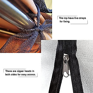 Patio Swing Mosquito Netting - Polyester Mesh Screen with Zipper Opening and roof Waterproof Tent - Rectangle Netting Curtain (Three-Person Chair Size)