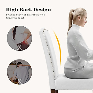 DUMOS Dining Chairs Set of 4, Fabric Dining Room Chairs, Upholstered Parsons Chairs with Nailhead Trim & Wood Legs, Kitchen Side Chair for Dining Living Room,Bedroom - Grey