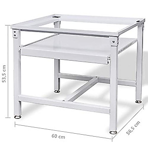 INLIFE Washer Dryer Stand with Pull-Out Shelf, Heavy Duty Washing Machine Pedestal Adjustable Height Base for Mini Air Conditioner Refrigerator Dryer 24.8"x21.3"x12.2"(WxDxH)