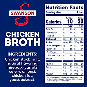 Swanson 100% Natural, Gluten-Free Chicken Broth, 14.5 Oz Can (Pack of 12)