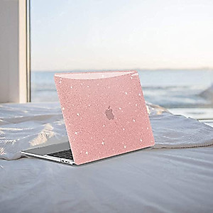 Anban Compatible with MacBook Pro 13 inch Case 2023 2022 M2, 2021-2016 M1 A2338 A2251 A2289 A2159 A1989 A1706 A1708, Glitter Plastic Hard Shell Case & Keyboard Cover & Screen Protector,Shiny Rose Gold