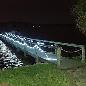 50ft 360 LED Waterproof Rope Lights,110V Connectable Indoor Outdoor Led Rope Lights for Deck, Patio, Pool, Camping, Bedroom Decor, Landscape Lighting and More (White)
