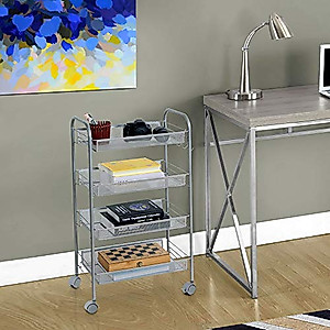 4-Storey Wheeled Office Storage Rack, Kitchen Storage Rack, Bathroom Storage, Suitable for Placing Items in Garage, Kitchen, Food Storage Room and Living Room