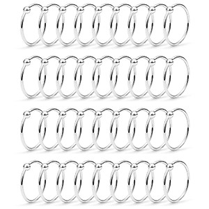 Ftovosyo 36PCS 22G Surgical Steel Attached Captive Bead Nose Hoop Rings Tragus Cartilage Helix Hoop Earring Eyebrow Septum Hoop Ring Piercing Jewelry for Men Women Silver-tone 10mm