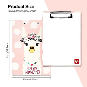 Fashion Clipboard, Wooden Print Designfull Color Printing Clipboard for Nurses, Lawyers and Students Use, A4 Standard Size 8.5" x 12.5" Paperboard Clipboard Low Profile Clip (Alpaca)