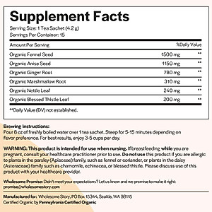 Lactation Support Tea w Fennel Seed & Star Anise Seed | Breast Milk Supply Production Increase | Lactation Tea | Postpartum Tea | Breastfeeding Support | Nursing Tea | 15 Plastic Free Pyramid Sachet