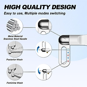 jeriussg Bidet Attachment for Toilet,Ultra-Slim,Dual Nozzle, Non-Electric Bidet Attachment for Toilet Seat with Stainless Steel Regulator,Adjustable Water Pressure, Rear and Feminine Wash