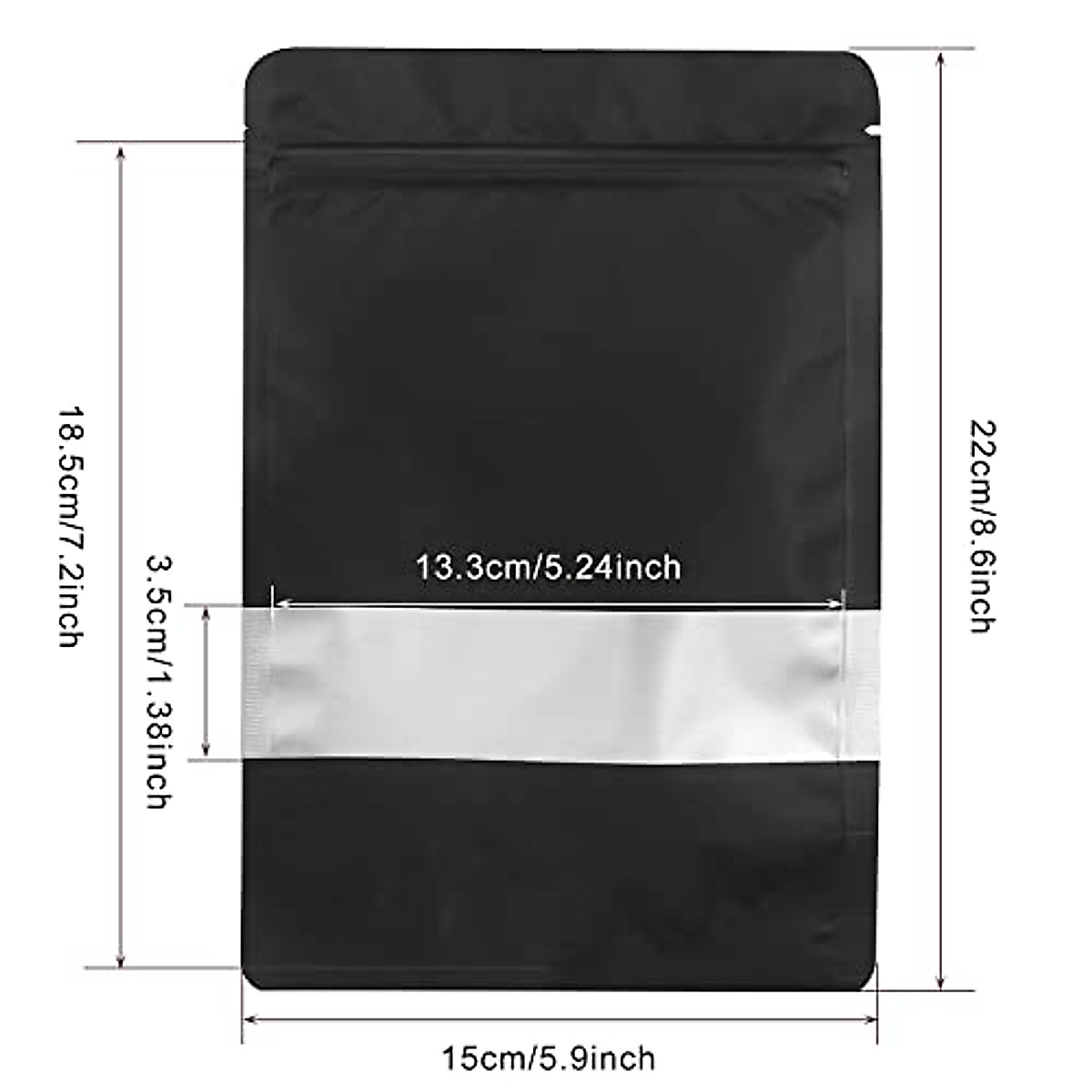 SumDirect Resealable Smell Proof Bags - 50 Pcs 5.9×8.6 Inch Foil Stand Up Food Pouch Bags with Window, Ziplock Heat Sealable Bags with Matte Window for Food Storage,Thickened Single Layer 5.5mil