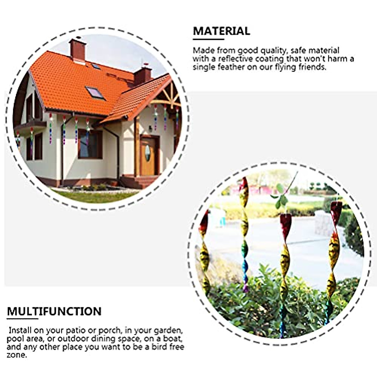 YARDWE 10pcs Bird Rods Gradient Colored Wind Hanging Reflective Scare Spiral Rods Keep Birds Away from Garden House Farm