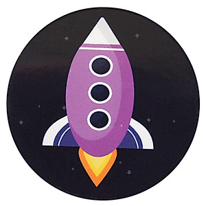 Novel Merk Rocket Ship Aliens Refrigerator Magnets for Space Gifts, Decor, Party Favors, & Prizes (5)