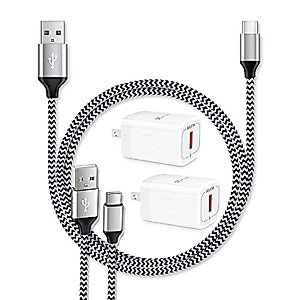 2+2 Pack USB C Chargers for Google Pixel 7 6 Pro 6 5a 5 4 XL 4a 4 3a XL 3 XL, Samsung S21, Fast Charge 3Ft C Type Cable USB-C Cords+Quick Charge 3.0 Wall Charger Box, Super Fast Cargador Block Adapter