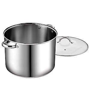 Cook N Home 16 Quart Stockpot with Lid, Stainless Steel and Stockpot Sauce Pot Induction Pot With Lid Professional Stainless Steel 12 Quart