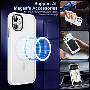 MOCCA Strong Magnetic for iPhone 12 Case/iPhone 12 Pro Case, [Compatible with Magsafe][Mil-Grade Drop Protection] Slim Shockproof Translucent Protective Phone Case for iPhone 12/12 Pro, Frosted White