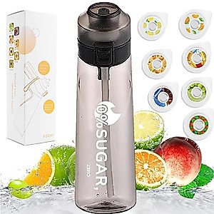 Xerial Sports Air Water Bottle BPA Free Starter up Set Drinking Bottles,650ML Fruit Fragrance Water Bottle,with 7 Flavour pods%0 Sugar Water Cup,for Gym and Outdoor Gift (Black)