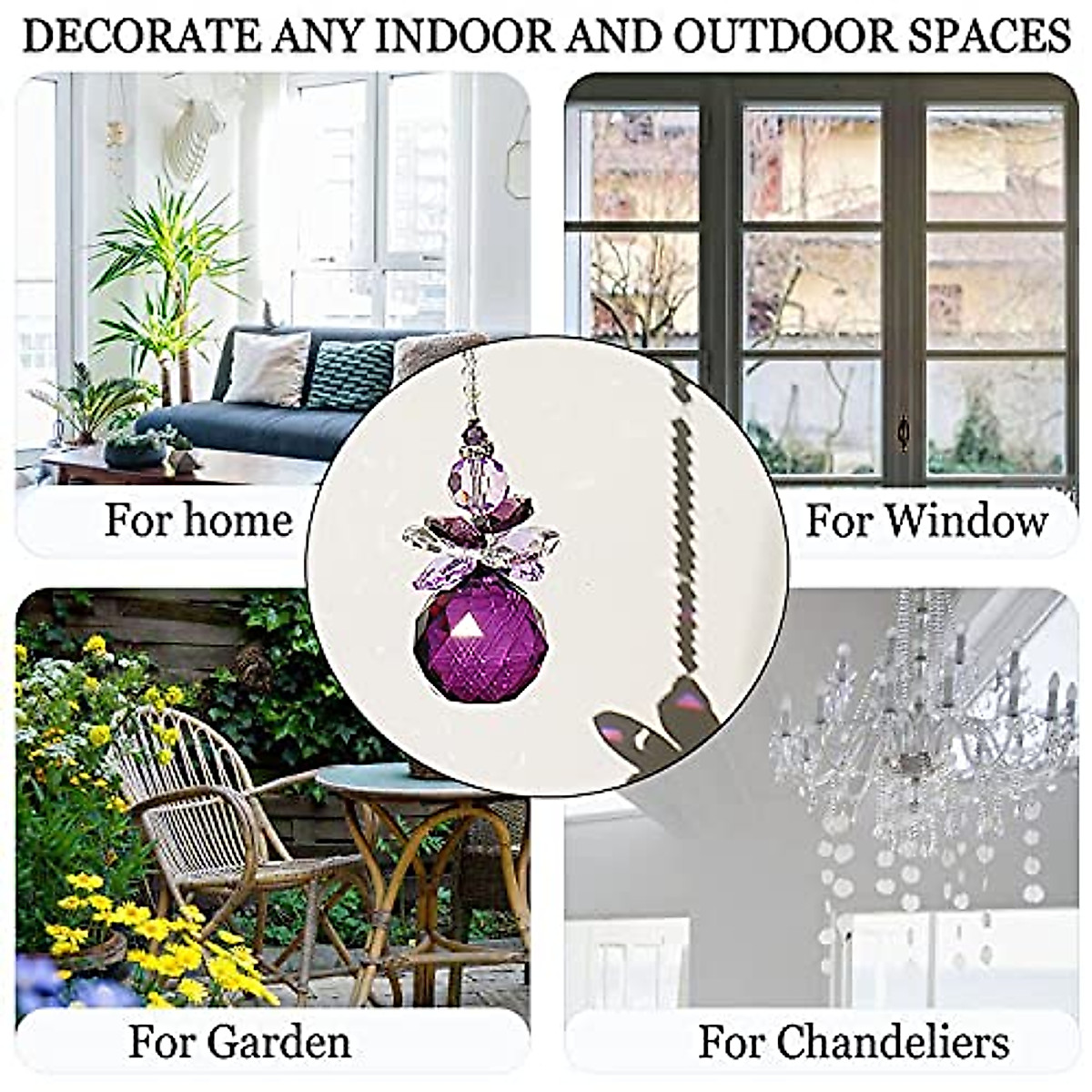 H&D Hanging Crystal Angel Suncatcher Rainbow Maker Guardian Angel Ornament for Home Window Decor (Purple)