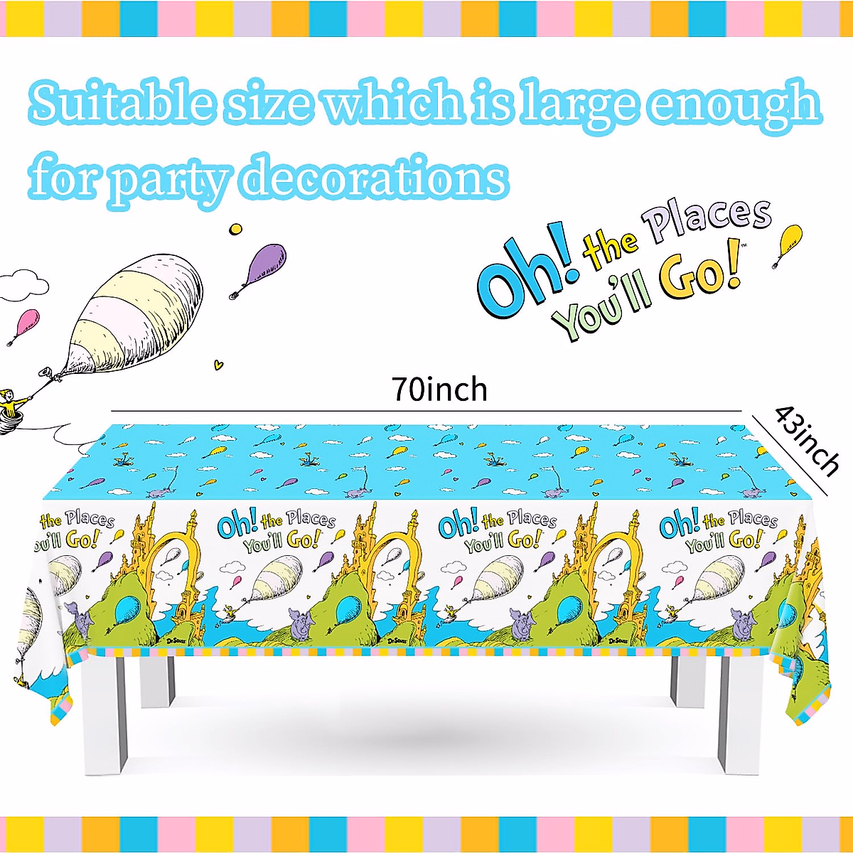 GPWXYYY 81Pcs Oh The Places You'll Go Decorations, Back to school Decorations Tableware Include 1 Tablecloth, 20 Napkins, 40 Plates, 20 Cups for Table Decor