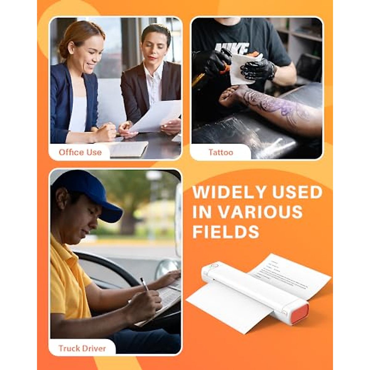 Phomemo Portable Printers Wireless for Travel, Support 8.5" X 11" US Letter Thermal Paper, Bluetooth Thermal Printer Compatible with iOS, Android & Laptop, Inkless Printer for Office, Home, School