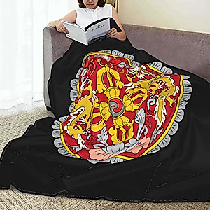 Emblem of Bhutan Blanket Throw Bedding Room Decor Flannel Blankets for Bed Sofa 80"x60"