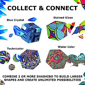 SHASHIBO Shape Shifting Box - STEM Magnetic Fidget Cube That Transforms Into Over 70 Shapes, Download Fun in Motion Toys Mobile App (Water Color)