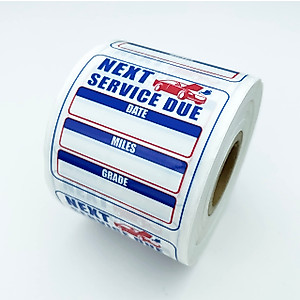 Oil Change Stickers 250 Pcs Per Roll-Service Reminder Stickers-2 inches x 2 inches Premium Clear Stock-Windshield Stickers-Checkered Flag- Peel & Write and Stick with No Residue Car Sticker
