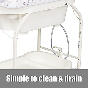 Kinbor Baby Bathinette Folding Changing Table Baby Diaper Station with Bath Tub Unit, Portable Children Baby Dresser Unit Infant Nursery Trays Storage