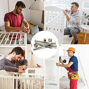 Socell 61pcs Crib Bunk Bed Furniture Hardware Replacement Kit, Stainless Steel Hex Drive Socket Cap Furniture Barrel Screws Bolt Nuts Assortment Kit for Crib Screws with 1 Wrenches(M6x12mm-75mm)