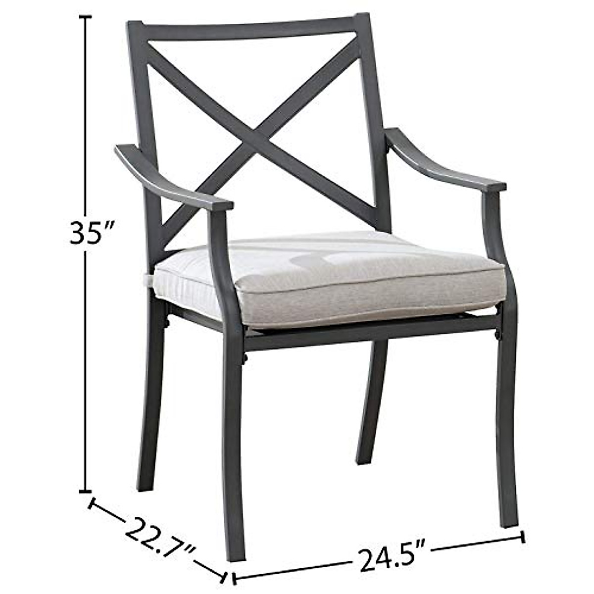Amazon Brand - Ravenna Home Archer Steel-Framed Outdoor Patio Dining Chairs, Set of 2, 35"H, Gray