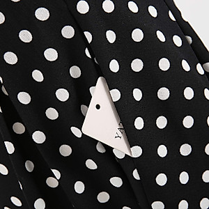 YATHON Women's Vintage Fit and Flare Cocktail Dresses Retro Black White Polka Dot Print Summer Aline Casual Work Swing Dress with Pockets (L, YT018-Black Dot)