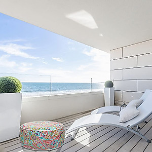 FUNHOME Inflatable Stool Ottoman Footrest with Handle, All Weather Footrest Seat with Foot Pump D20 xH9, Water Repellent Footstool Pouf for Home Patio Garden and Camping Use-Melora Paisley