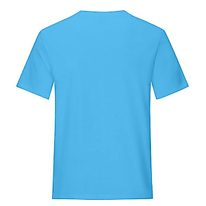 wodceeke Women Summer Tops Short Sleeve Round Neck Feather Print Basic Tee Casual Loose Solid Color Top (Blue,S)