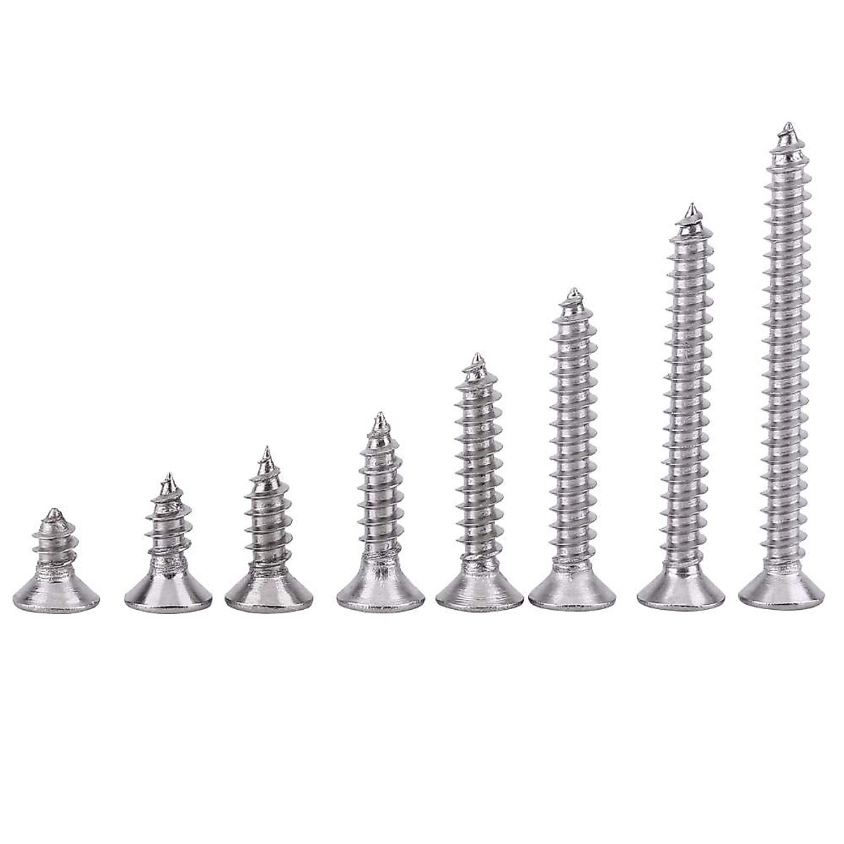 M3 Self Tapping Screws Assortment Set, Stainless Steel Phillips Wood Screws, 200pcs(Flat Head)
