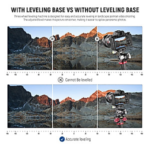 NEEWER Tripod Head Leveling Base Camera Leveler, Aircraft Grade Aluminum Alloy 3 Axis Tri Wheel Head, 3/8” Thread, -5° Precise Angle Adjustment for Macro Panoramic Photography, LP64