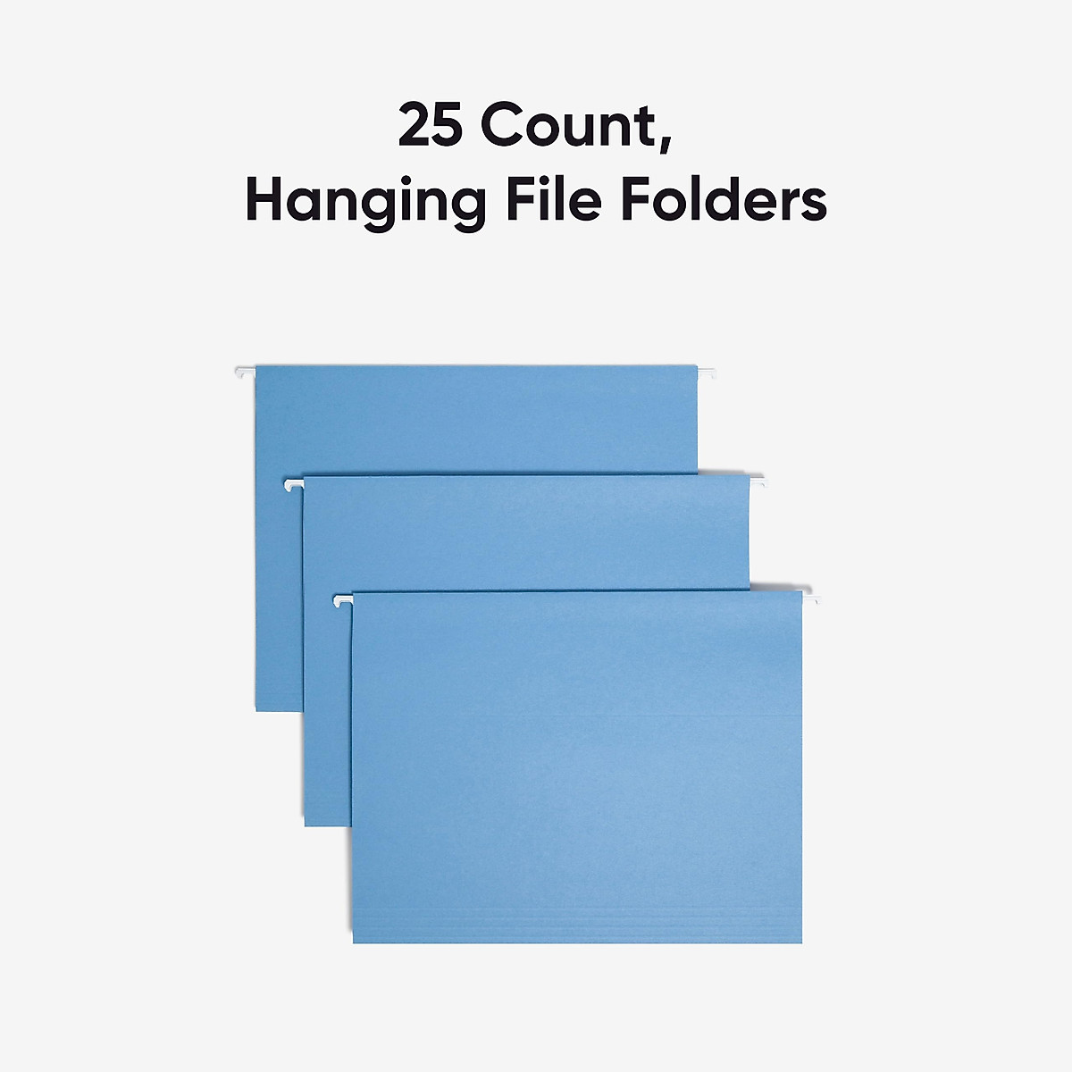 Smead Standard Hanging File Folders, 25 Count, Blue, 1/5-Cut Adjustable Tabs, Letter Size (64060)