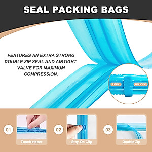 NATURELUX Vacuum Storage Bags, 20-Pack Space Saver, Zipper Vacuum Sealed Bags for Clothing, Clothes, Comforters and Blankets,Hand Pump Included (4 Jumbo/4 Large/4 Medium/8 Small)