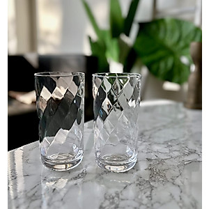 KLIFA- DENVER- 19 ounce, Set of 6, Acrylic Highball Drinking Glasses, Iced Tea Cups, BPA-Free, Plastic Drinkware, Dishwasher Safe, Clear