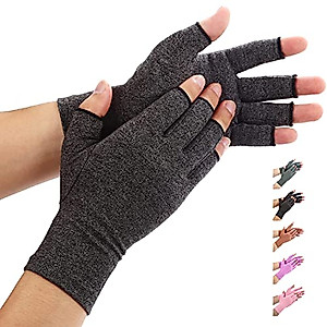 Duerer Arthritis Compression Gloves Women Men for RSI, Carpal Tunnel, Rheumatiod, Tendonitis, Fingerless Gloves for Computer Typing and Dailywork (Black, M)