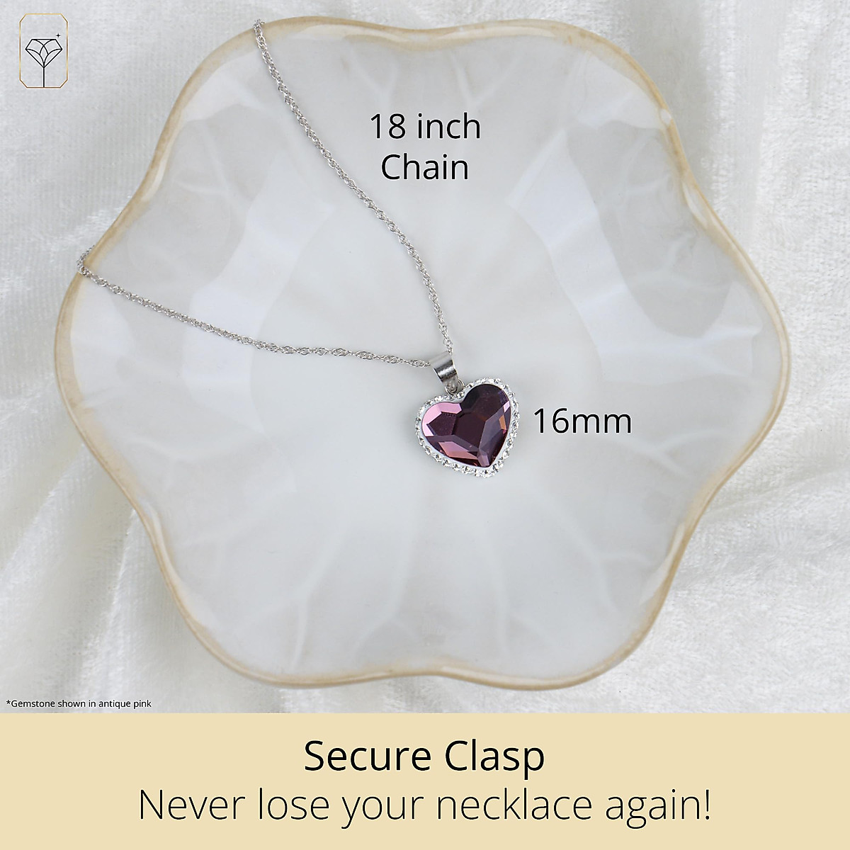 MAX + STONE Sterling Silver Elements Two Tone Heart Pendant Necklace, Antique Pink, 18"