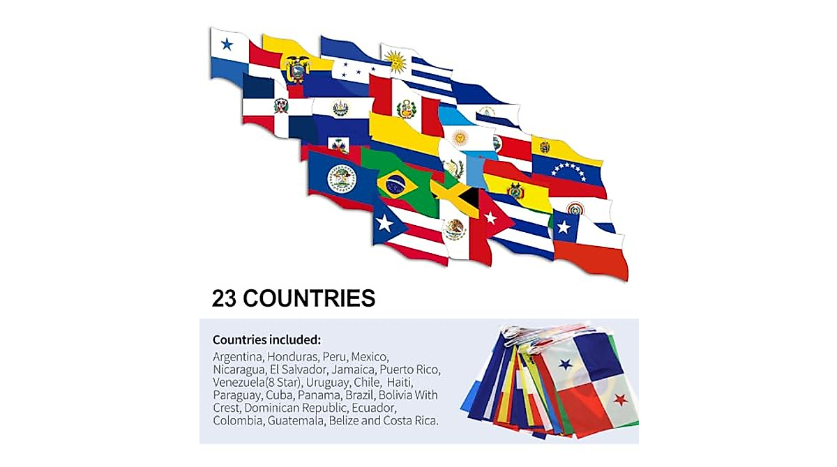 Latin America 23 Countries Flag Banners - Outdoor Heritage Decor