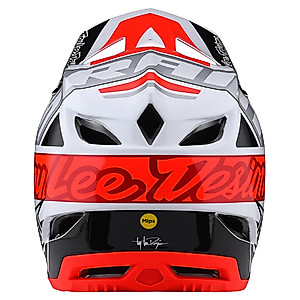 Troy Lee Designs D4 Composite Full Face Bicycle Helmet for Max Ventilation Lightweight MIPS EPP EPS Racing Downhill DH BMX MTB - Adult Men Women (Team Sram White / Glo Red, Medium)