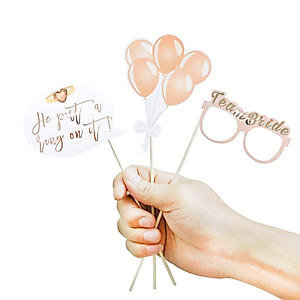 Wedding Photo Booth Props, 23 Pieces Bridal Shower Photo Booth Prop Wedding Photo Props for Bachelorette Props Wedding Shower Party Supplies