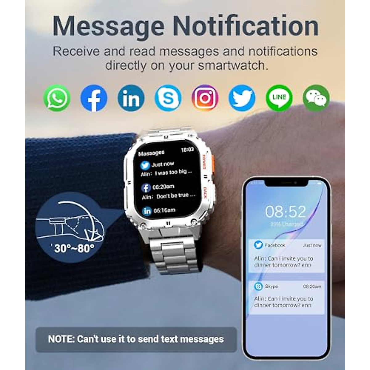 FOXBOX Smart Watch for Men Answer Call/Notification, 1.95" AMOLED Fitness Watch 108 Sport Modes Compass Step Heart Rate Sleep SpO2 BP Monitor, 5ATM Waterproof Military Smartwatch for Android iOS
