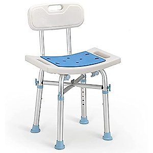 OasisSpace Heavy Duty Shower Chair with Back 500lb, EVA Padded Bath Seat with Height Adjustable Tube- Medical Tool Free Anti-Slip Shower Bench Bathtub Stool for Elderly, Senior, Handicap & Disabled