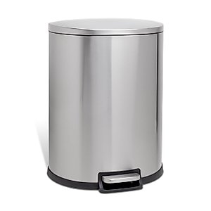 QUALIAZERO 50L Stainless Steel Step-On Trashcan with Soft Close Lid, Hands-Free Operation, Ideal for Kitchens, Offices & Commercial Spaces, D Shape