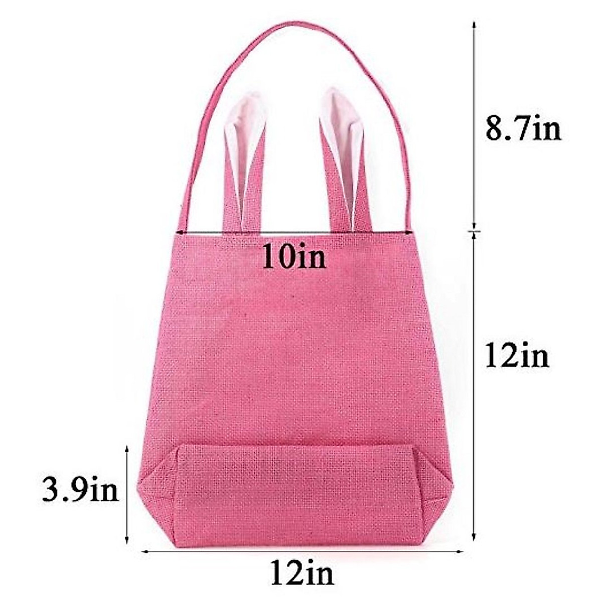 Easter Egg Hunt Basket Bag - Bunny Rabbit Ear Design - Reusable Grocery Shopping Baskets - Kids Party Gift Bags - Baby Shower & Book Storage by Jolly Jon (Burlap/White Ears)